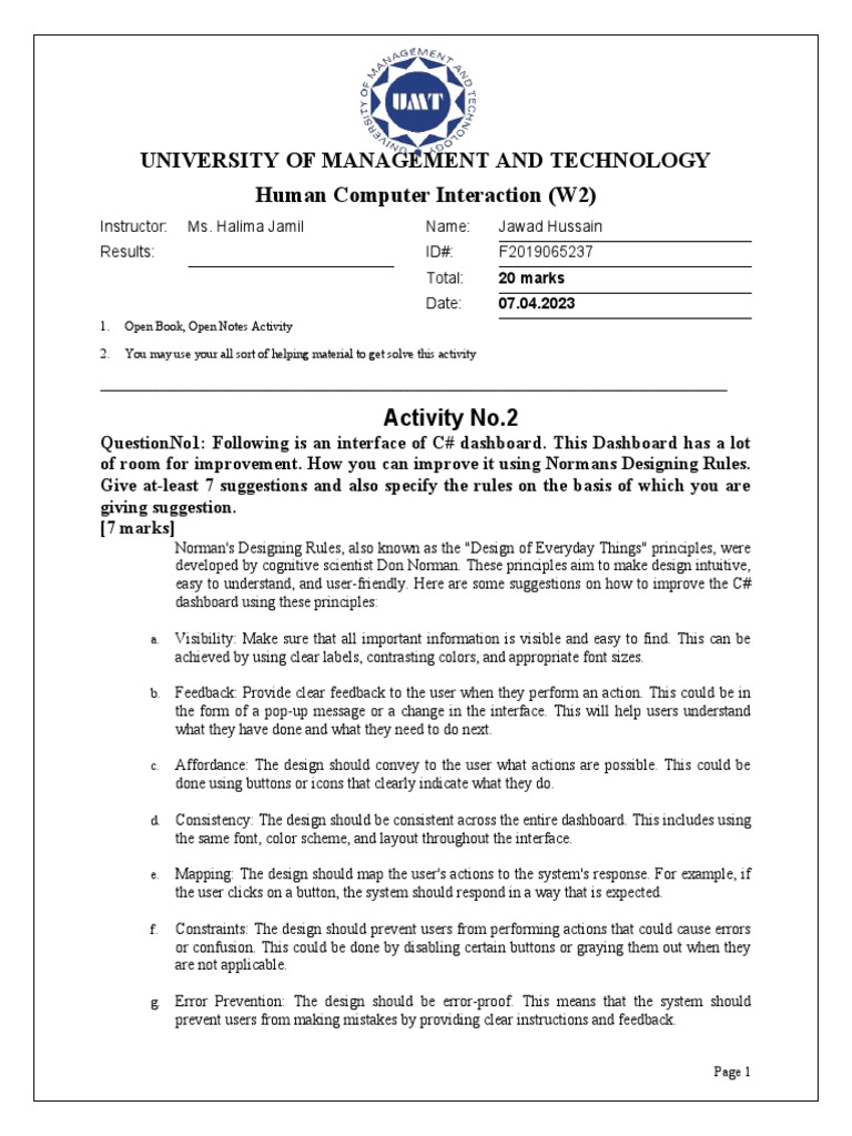 Hci Activity Download Free Pdf Human Computer Interaction Usability