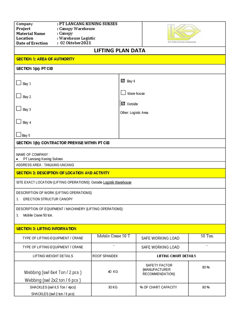 Panduan Penyusunan Lifting Plan | PDF