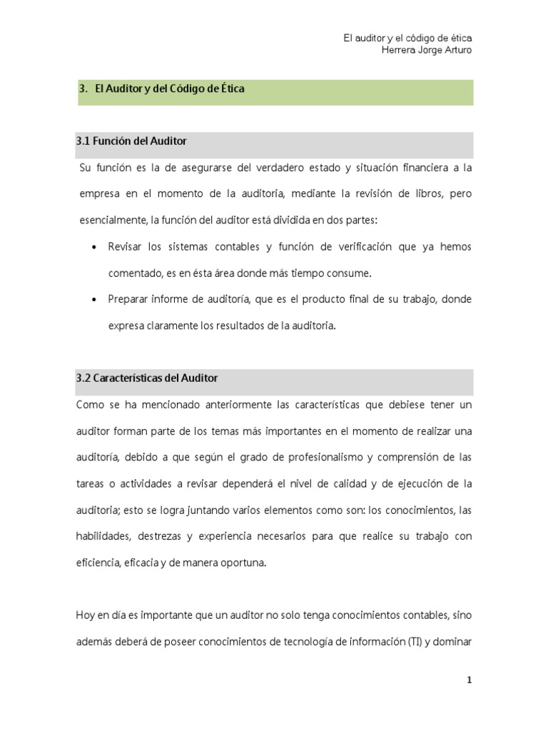 El Auditor y Del Codigo de Etica | PDF | Auditoría | Contralor