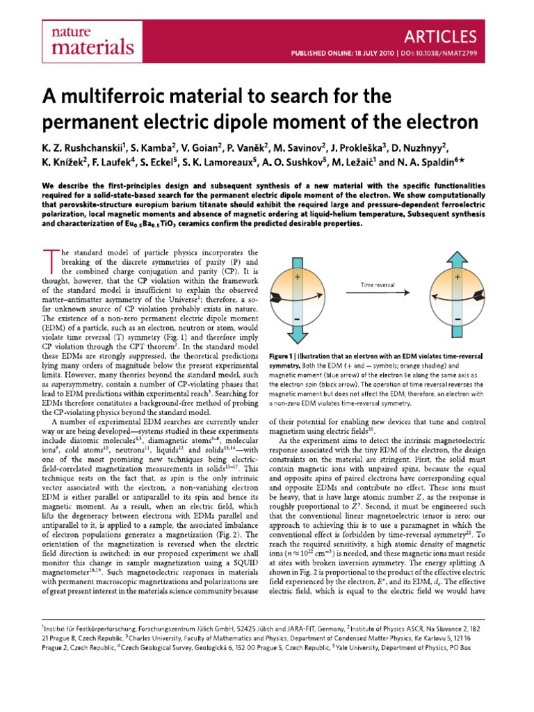 A Multiferroic Material To Search For The Permanent Electric Dipole Moment of The Electron | PDF