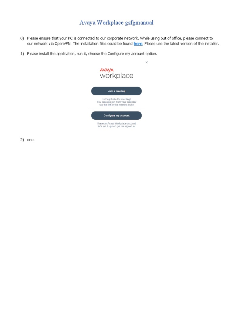 Avaya Workplace Setup Guide | PDF