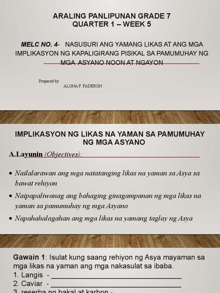 Araling Panlipunan Grade 7 WEEK 5 | PDF