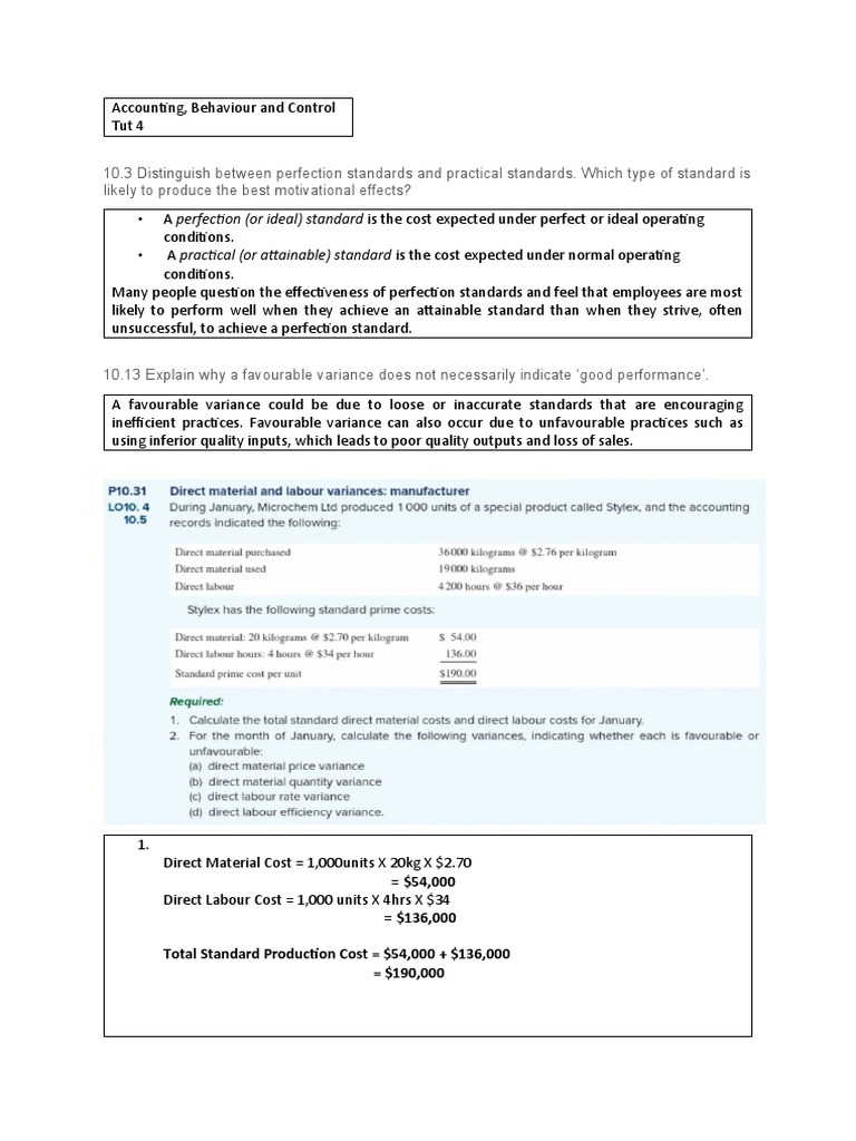Tut 4 Ans | PDF | Prices | Management Accounting