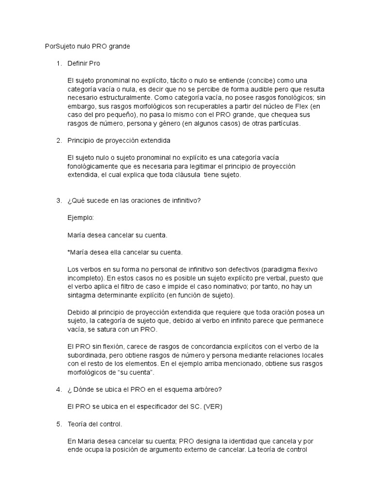 Sujeto nulo PRO grande | PDF