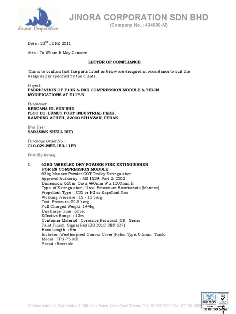 Letter of Compliance | PDF