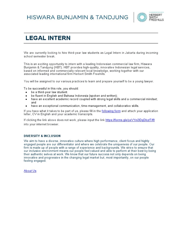 Hbtlaw - Legal Intern | PDF