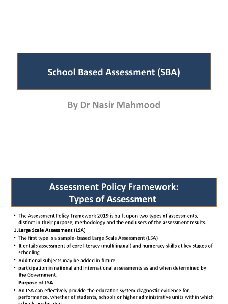School Based Assessment (SBA) | PDF | Educational Assessment ...