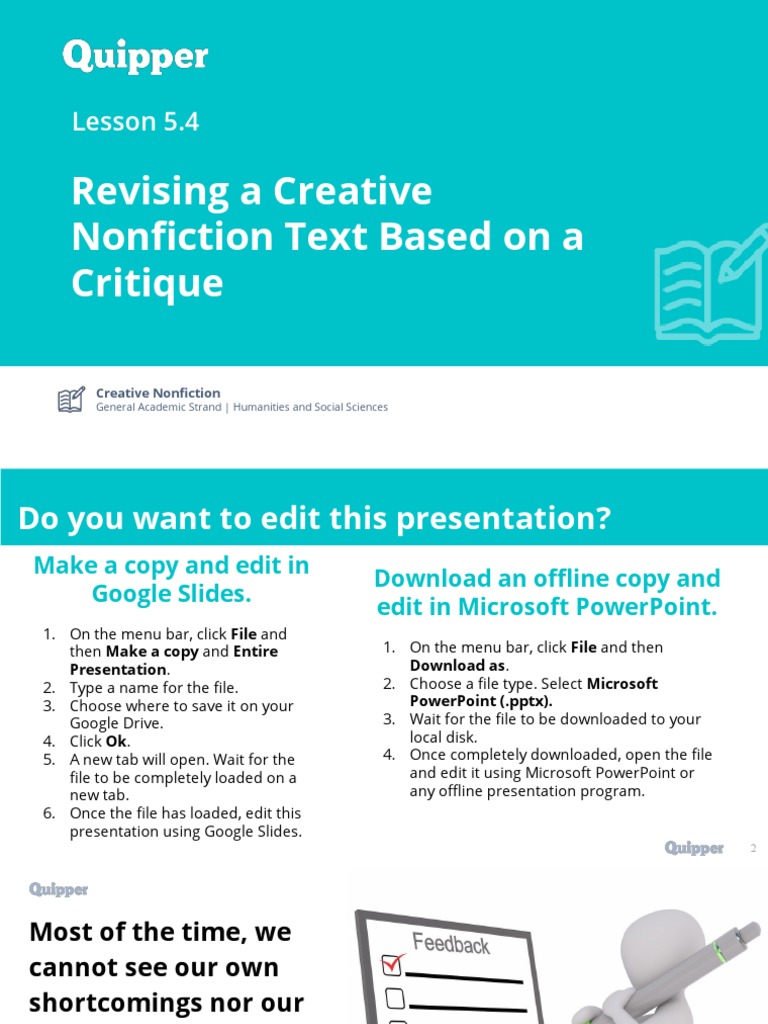 Revising Creative Nonfiction Critiques | PDF | Cognitive Science ...