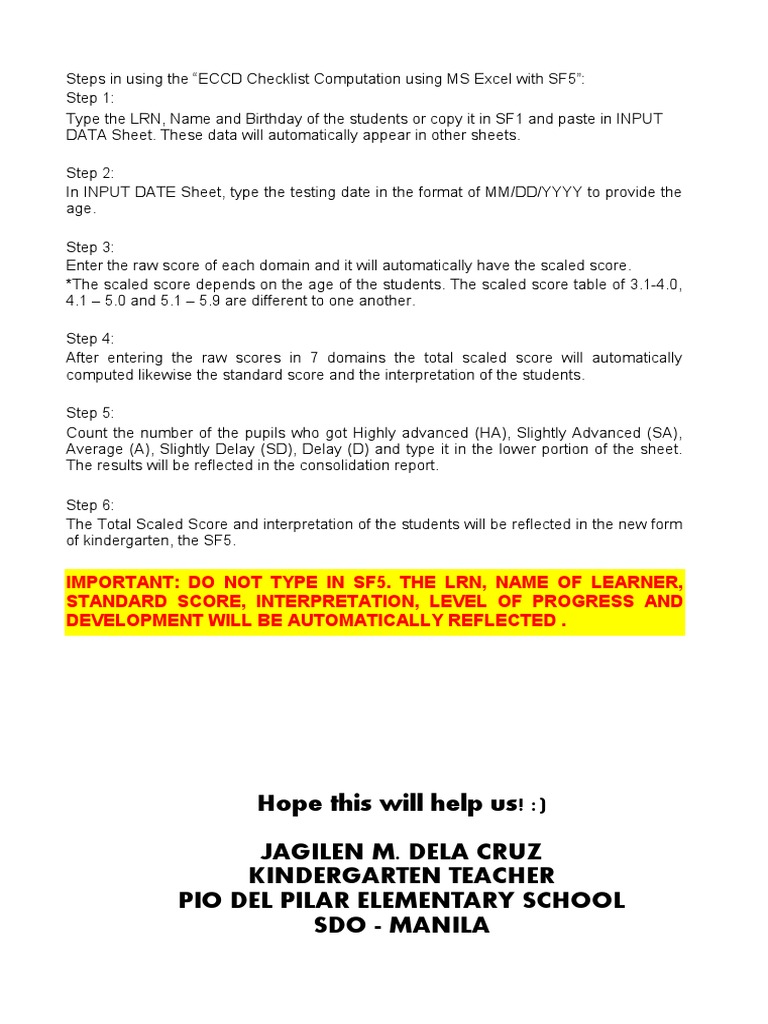 Authomated Eccd Checklist Report | Download Free PDF | Learning | Cognition