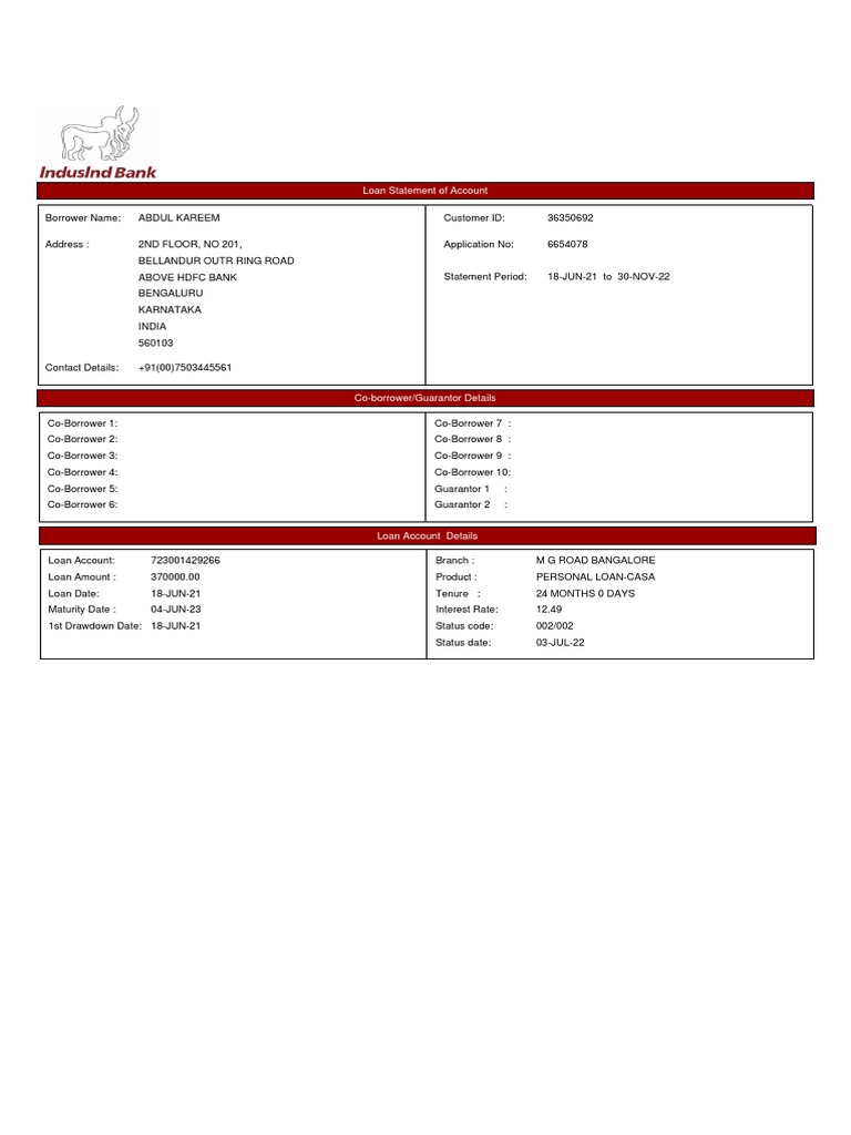 Loan Statement of Account | PDF | Debits And Credits | Personal Finance