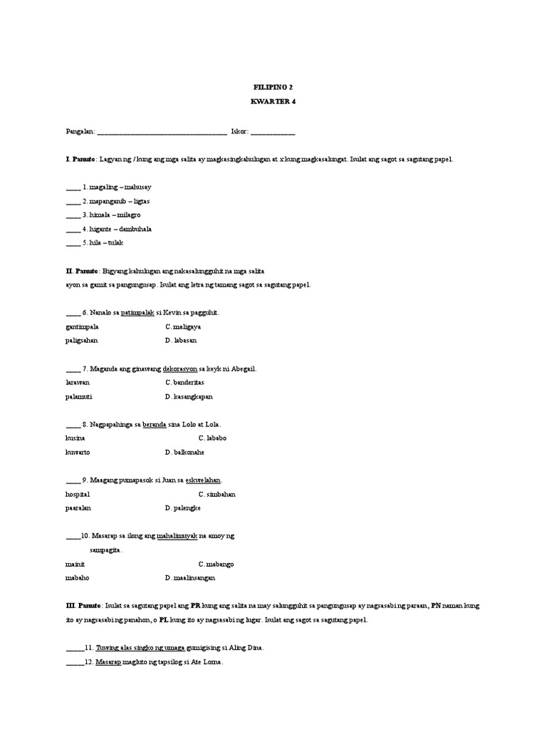 Filipino 2 Q4 | PDF