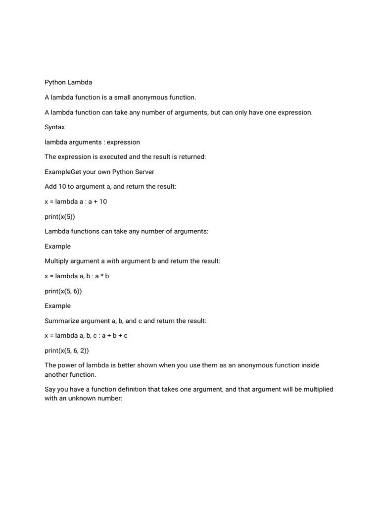 Array As List, Operation&lamda Function in Python | PDF | Anonymous Function | Programming Paradigms