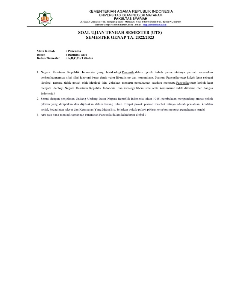 Darmini - Soal UTS Dan UAS | PDF