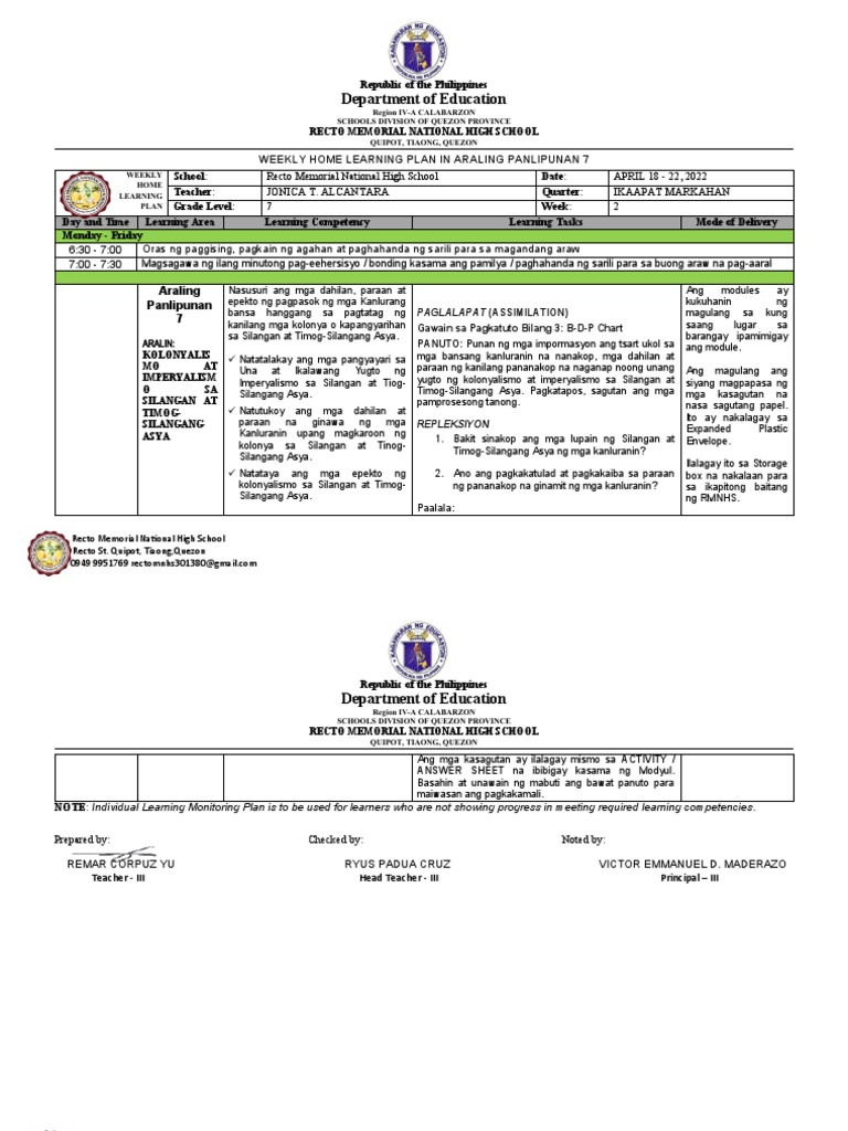 Ap7 WHLP Q4 W2 | PDF