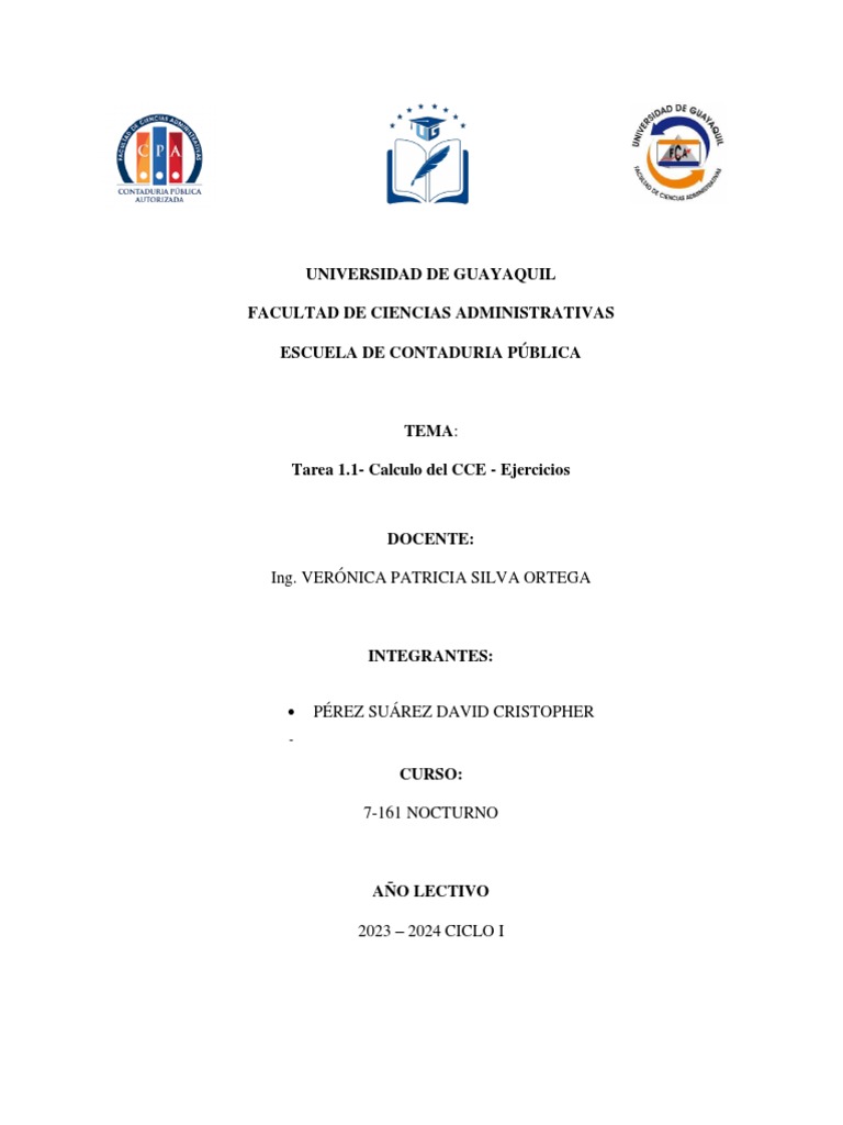 DAVID PEREZ SUAREZ - Tarea 1.1 - Calculo Del CCE - Ejercicios - ADM II | PDF
