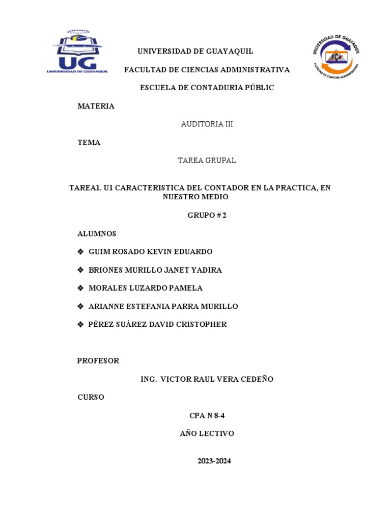 Tarea1. U1 Caracteristica Del Contador en La Practica, en Nuestro Medio - Grupo 2 | PDF | Contador