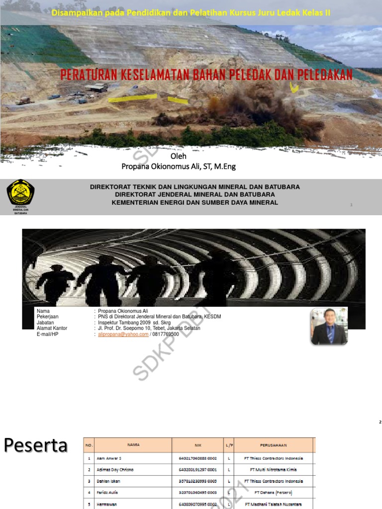 Materi KJL II - Peraturan Keselamatan Bahan Peledak Dan Peledakan 260521 | PDF