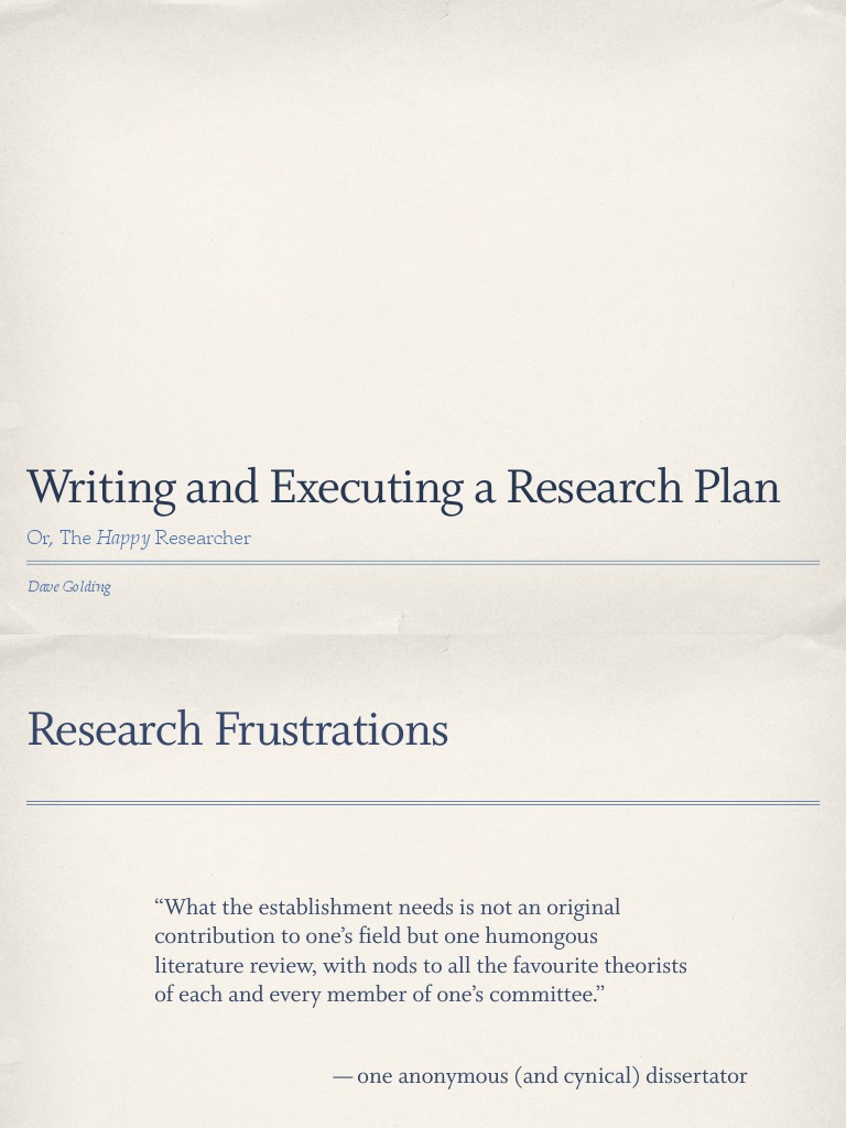Making and Executing A Research Plan | PDF