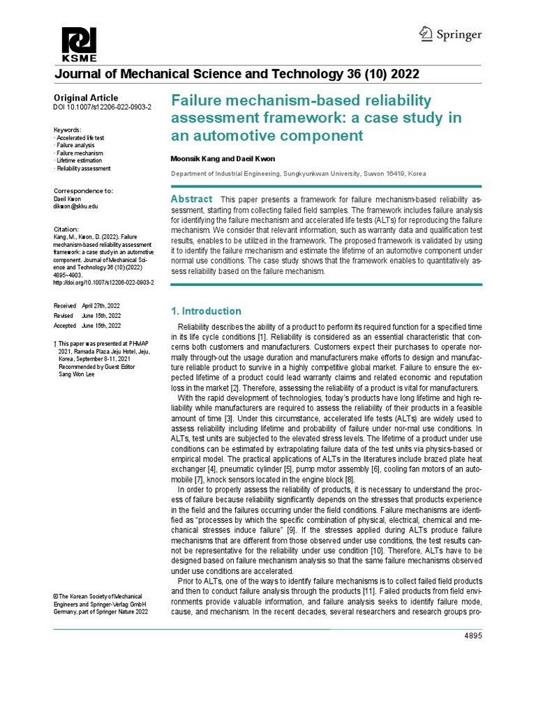 Failure Mechanism-Based Reliability Assessment Framework: A Case Study in An Automotive ...