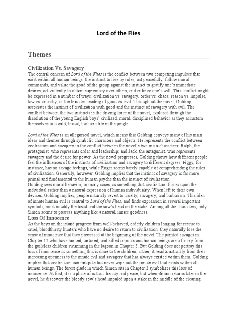 Lord of The Flies Themes | PDF