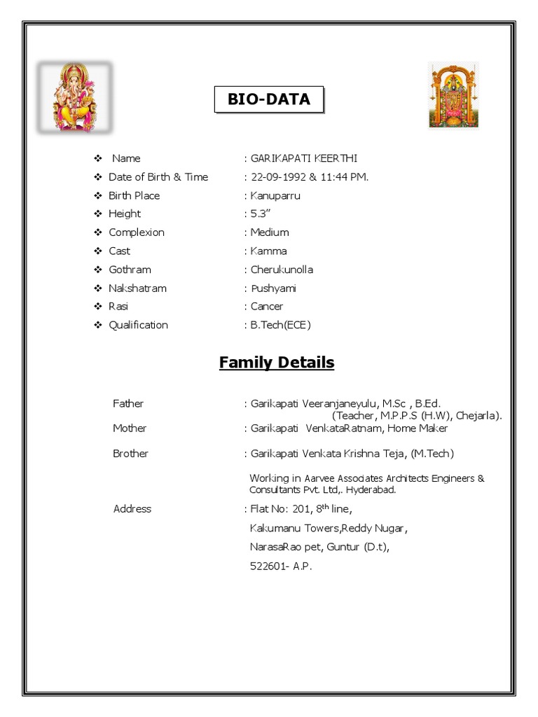 G.keerthi Bio Data | PDF