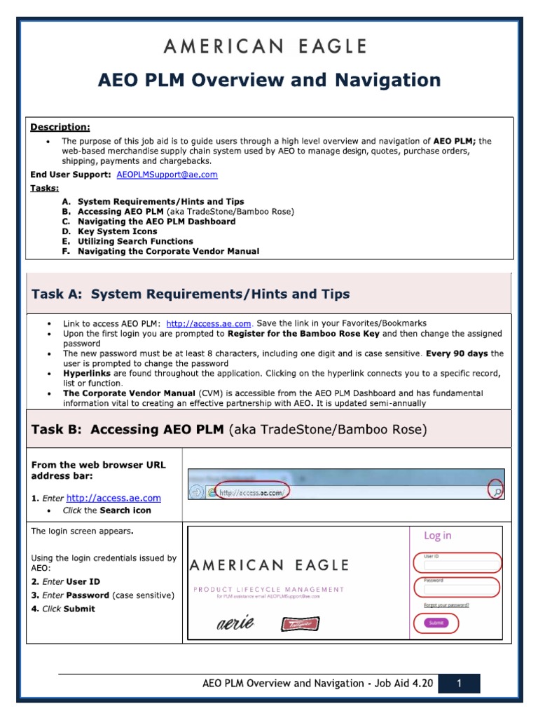 AEO PLM Overview and Navigation | PDF