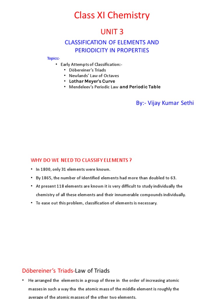 Periodic Classification of Elements | PDF