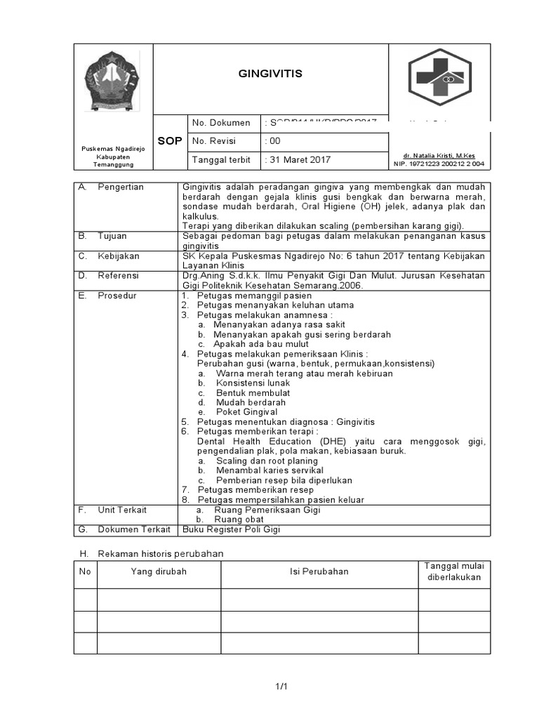 SOP Gingivitis | PDF