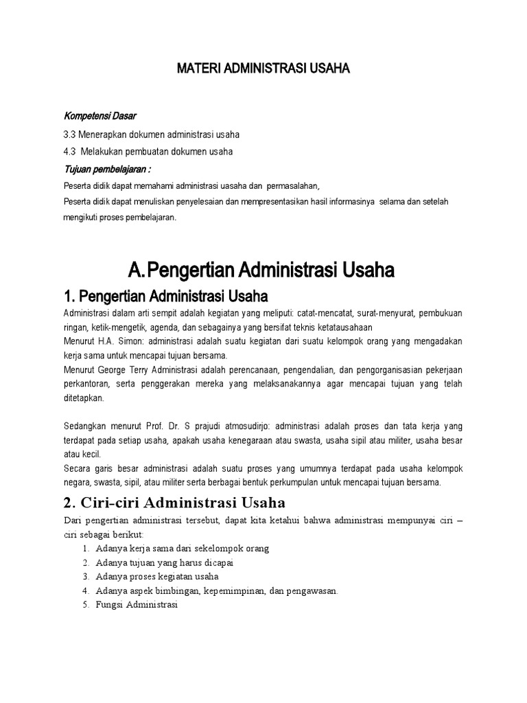 Materi Administrasi Usaha | PDF