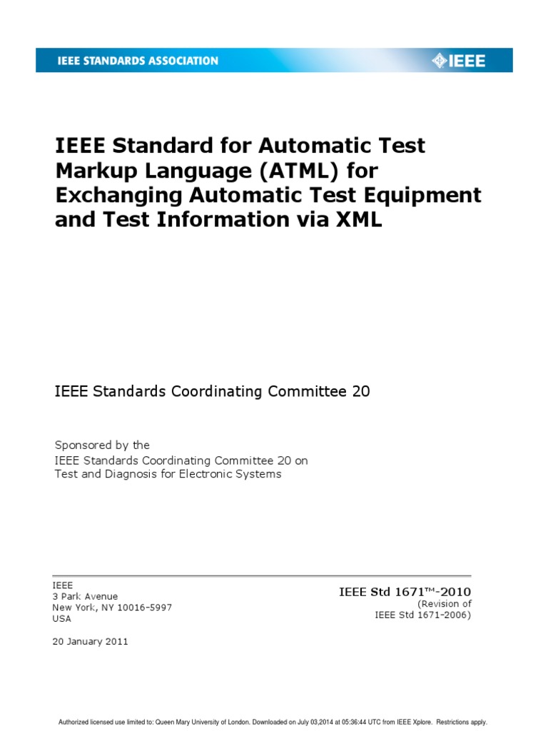 Ieee Standard For Automatic Test Markup Language Atml For Exchan | PDF ...
