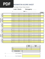 Badminton Score Sheet | PDF