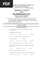 University of Lahore UOL Entry Test Sample Paper | PDF | Common Cold ...