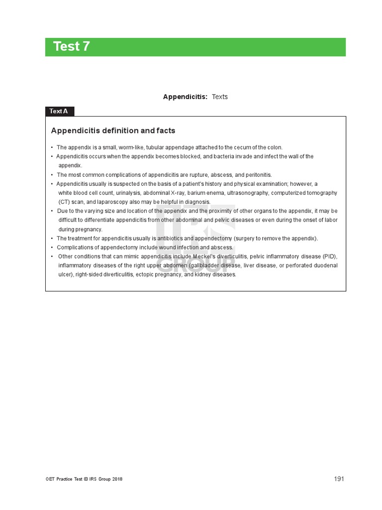 Appendicitis: Definition and Diagnosis | PDF