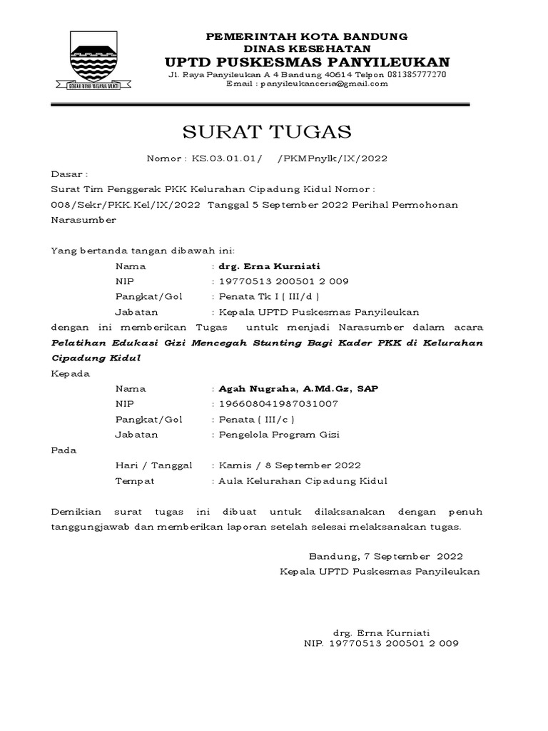Contoh Surat Tugas | PDF