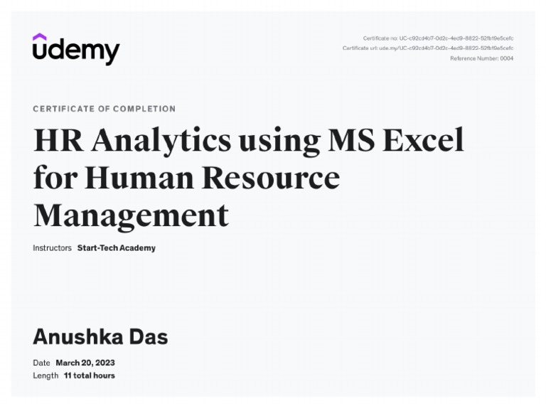 UDEMY HR Analytics | PDF