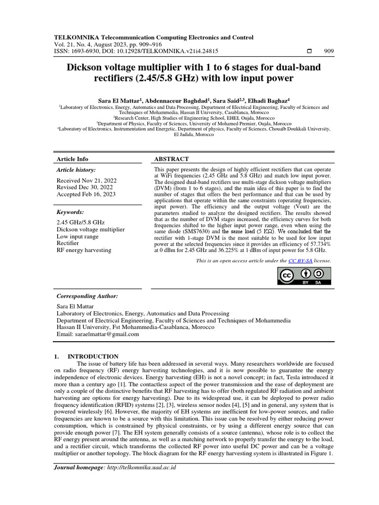 Dual-Band Dickson Voltage Multiplier Design | PDF | Rectifier | Diode