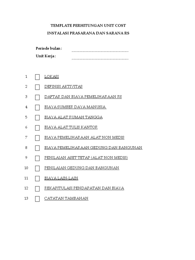Rincian Biaya Pemeliharaan RS | PDF