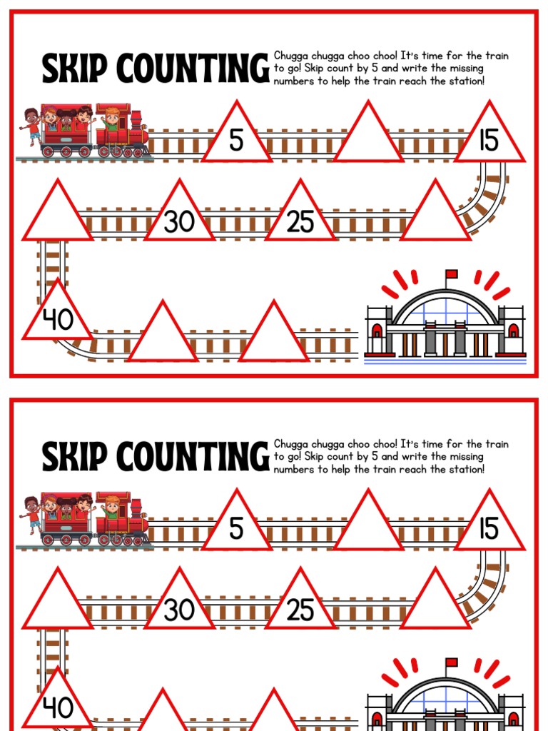 Train Skip Counting by 5s Math Worksheet | PDF