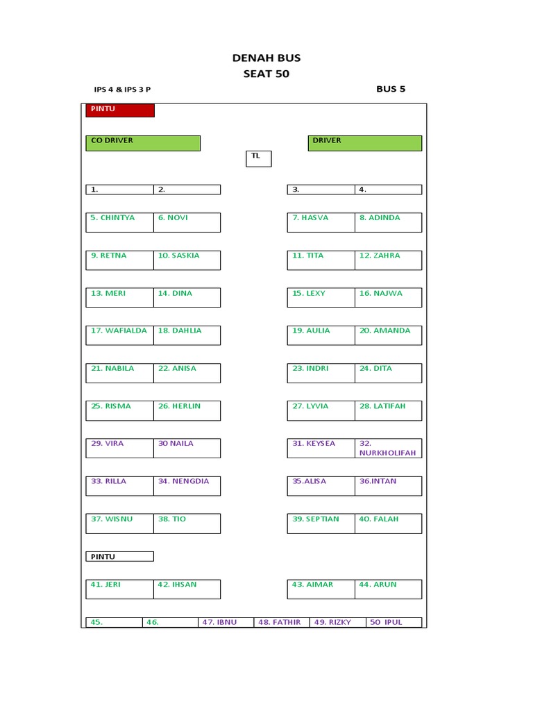 Denah Bus 5 NWW | PDF