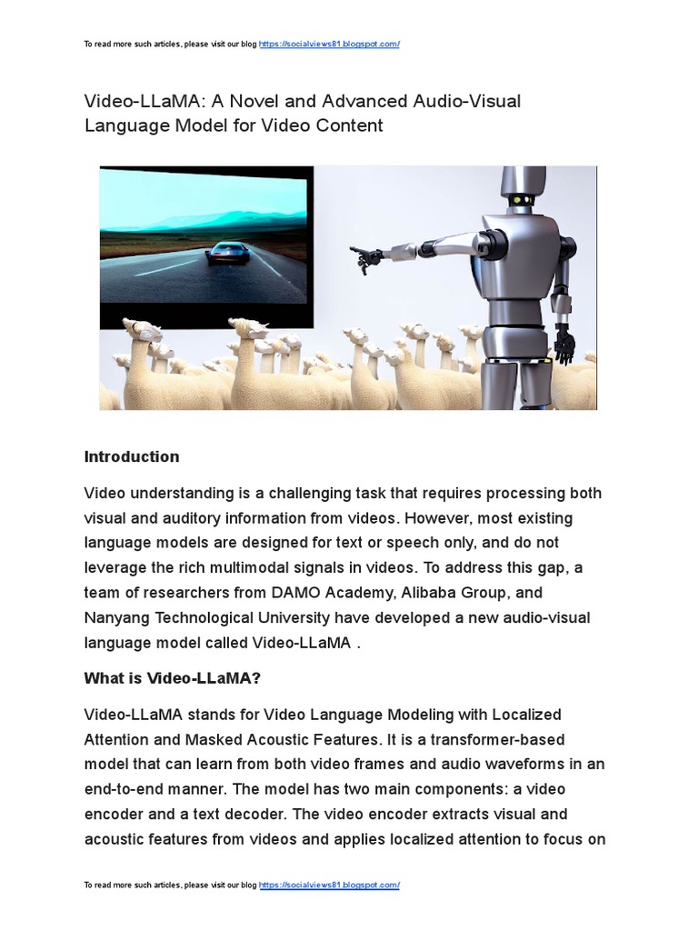 Video-LLaMA: A Novel and Advanced Audio-Visual Language Model For Video Content | PDF ...