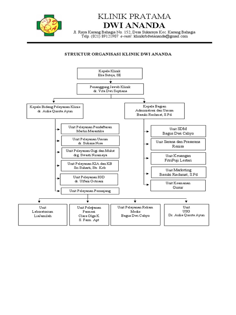 Struktur Organisasi Baru Klinik Dwi Ananda | PDF