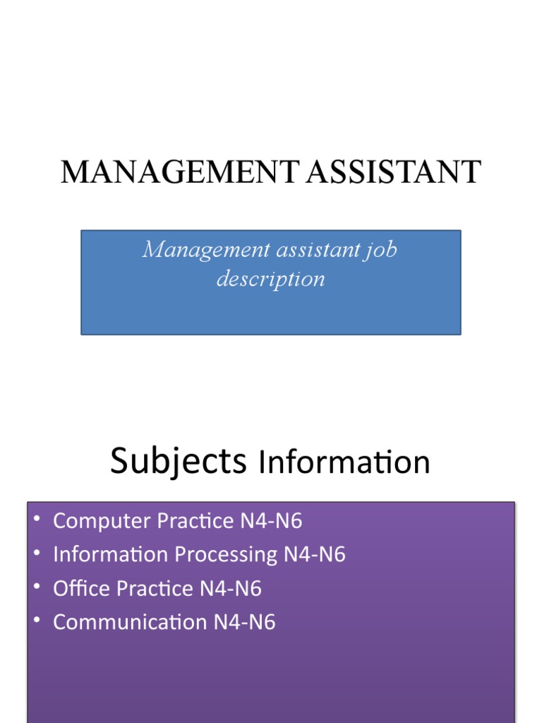 Management Assistant Duties Guide | PDF