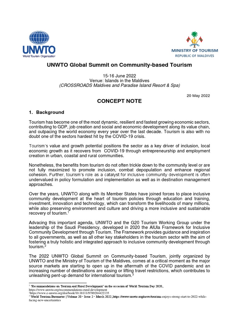 UNWTO Community-Based Tourism Summit 2022 | PDF | Social Science