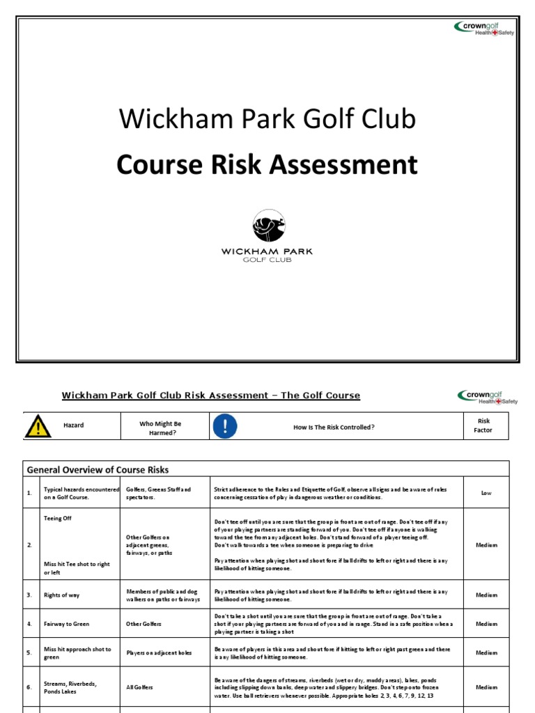 Imp Course Risk Assessment October 22 Wickham Park | PDF