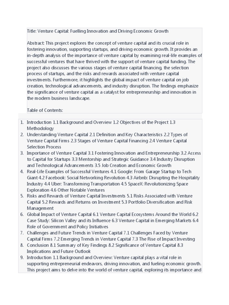 Venture Capital | PDF | Venture Capital | Corporate Finance