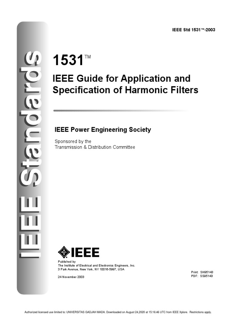 IEEE Guide For Application and Specification of Harmonic Filters | PDF