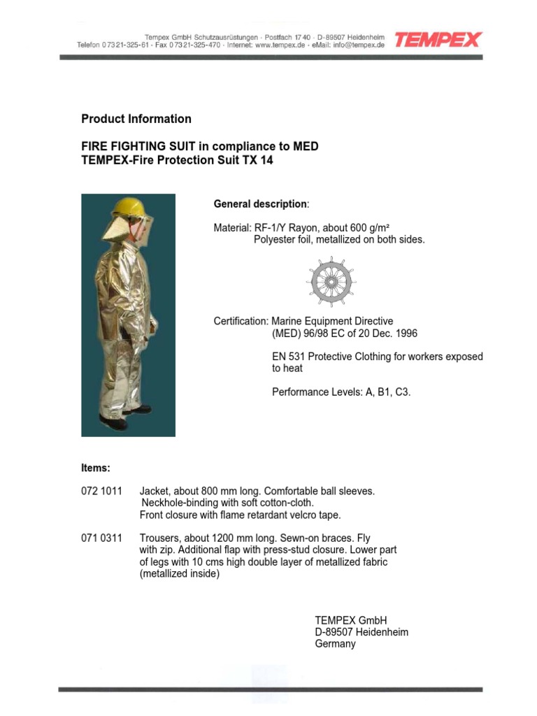 Firefighting Suit for Marine Use | PDF