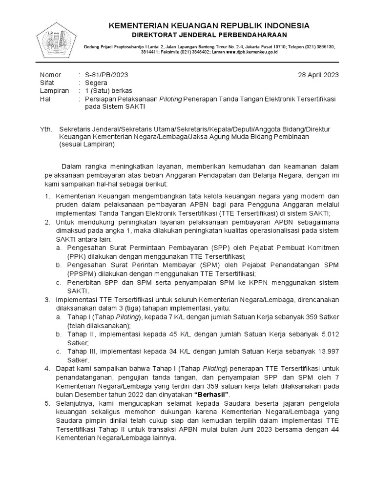 Implementasi Tanda Tangan Elektronik TTE | PDF
