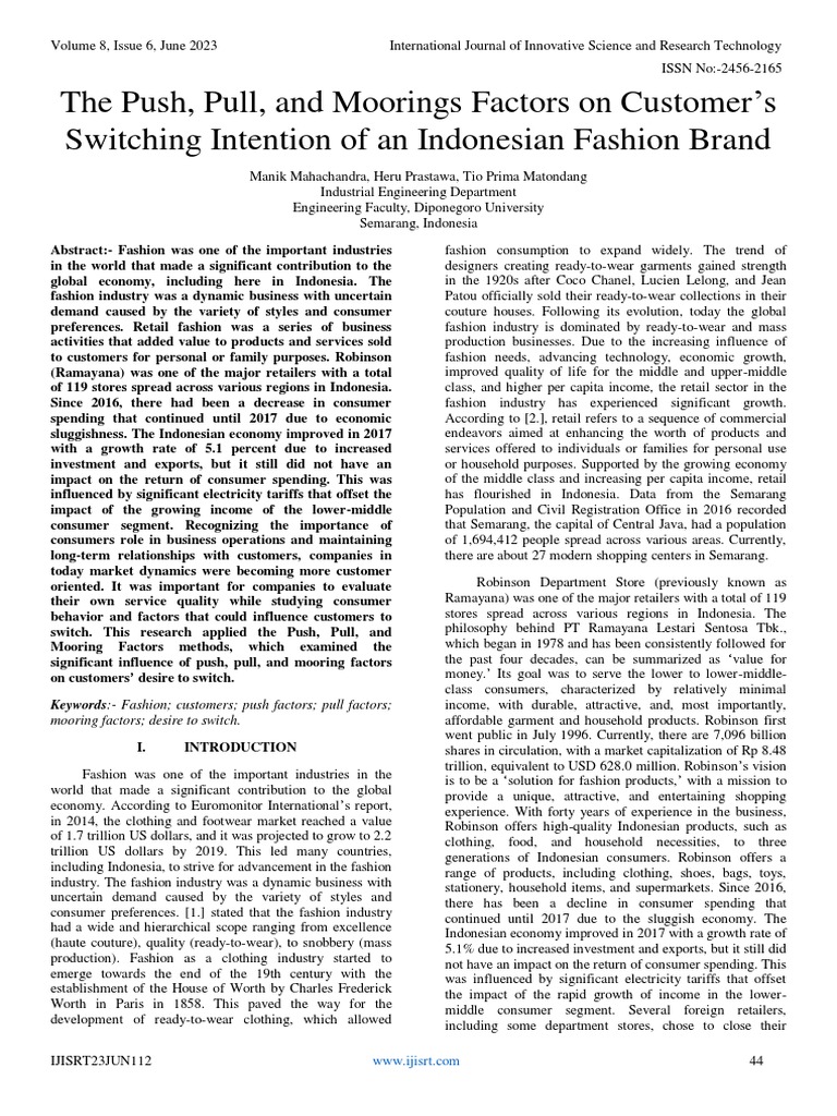 The Push, Pull, and Moorings Factors on Customer’s Switching Intention ...
