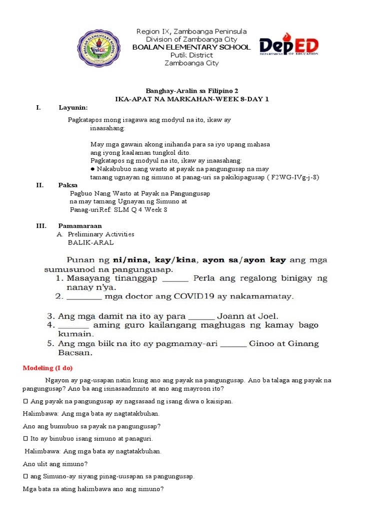 DLP Filipino Q4 WEEK 7 Day1 | PDF